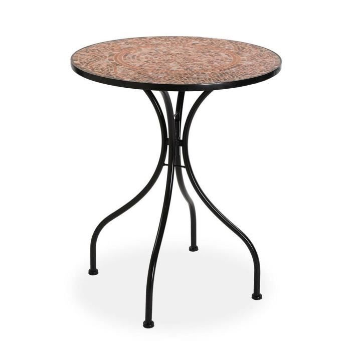 Table d'appoint versa mosaïque ronde rouge métal (60 x 71 cm ...