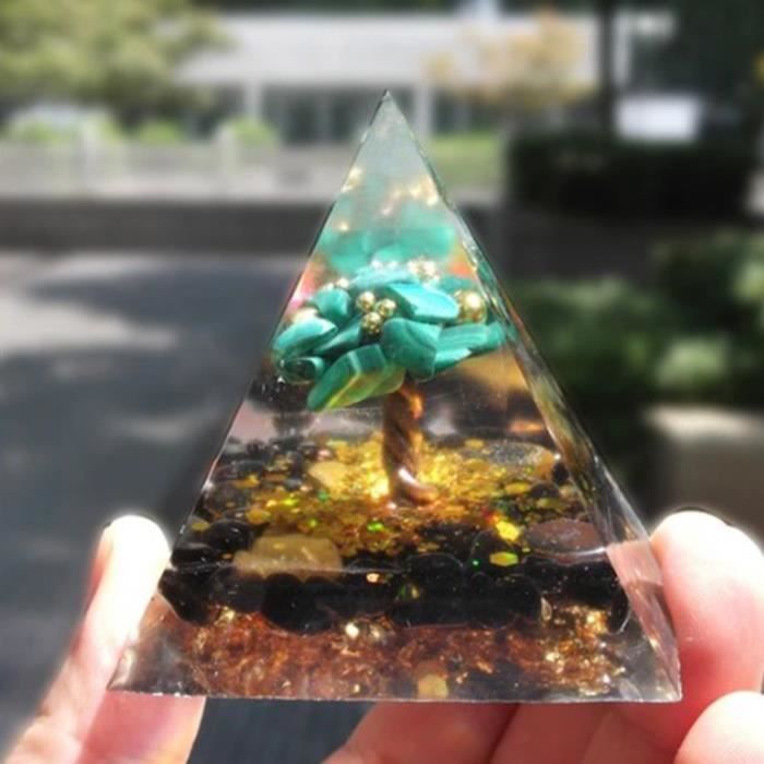 OBJET DECORATIF,12--Sculpture pyramide'énergie en Orgonite, cristaux de ...