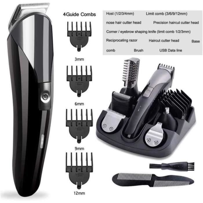 Tondeuses à cheveux Tondeuse Barbe Tondeuse Cheveux Homme Professionnel Sans Fil 6 En 1 Tondeuse ...