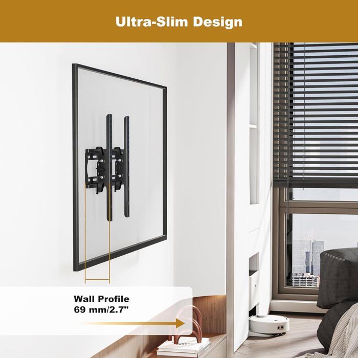 Support TV Mural Plat R09 inclinable Universel 32-65 Pouces (81-165cm ...