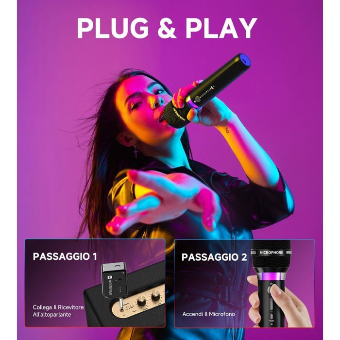 Micro sans Fil,Double Microphone Rechargeable avec Connexion par Puce ...
