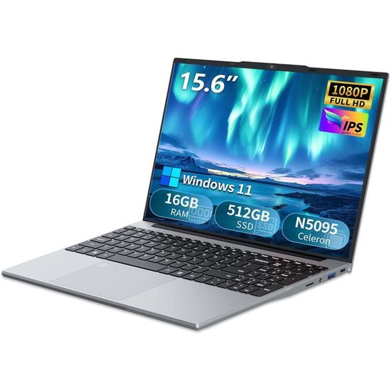 Win11 Laptop, 15.6 Inch Laptop 16GB LPDDR4 RAM 512GB SSD, Celeron N5095 ...
