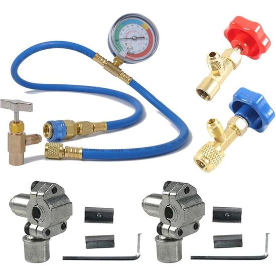 Kit de recharge climatisation auto avec valves perçage et robinet auto ...