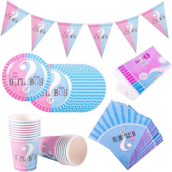 Vaisselle - Gender Reveal Baby Shower Garcon Anniversaire Fille Fête ...