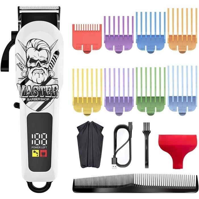 Tondeuses à cheveux pour hommes professionnel sans fil barbe tondeuse coupe de cheveux kit de ...