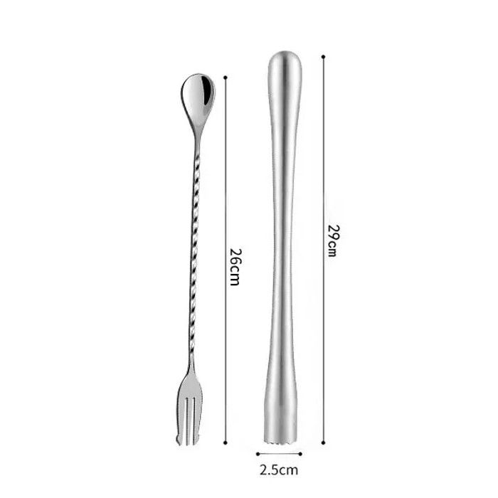 Pilon à Cocktail en Acier Inoxydable,Cuillère Assad,Agitateur à Long ...