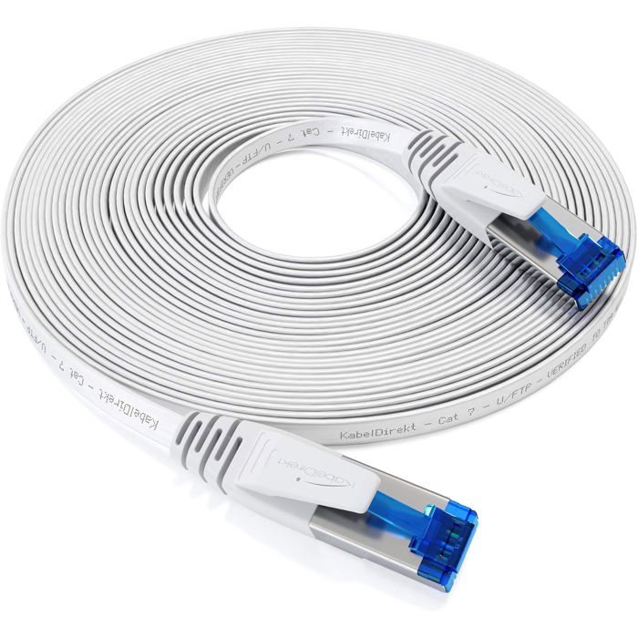 Cable Ethernet plat, particulièrement flexible – 3m (CAT7, Câble LAN ...