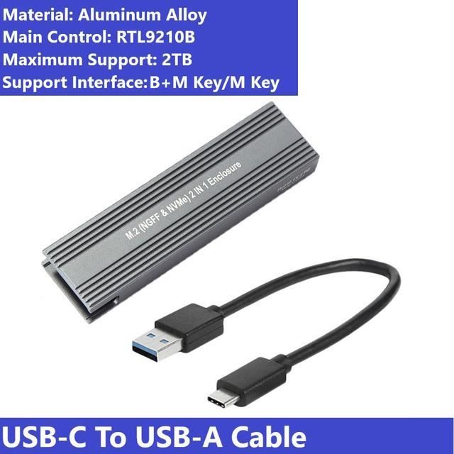 Case SSD M2 - M.2 USB 3.1 SSD, Double Protocole M2 NVME PCIe NGFF SATA ...