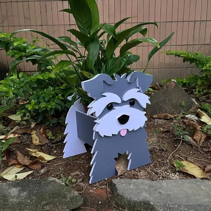 Pot de fleur de jardin en PVC, Jardinière de chien, Schnauzer, Bulldog ...