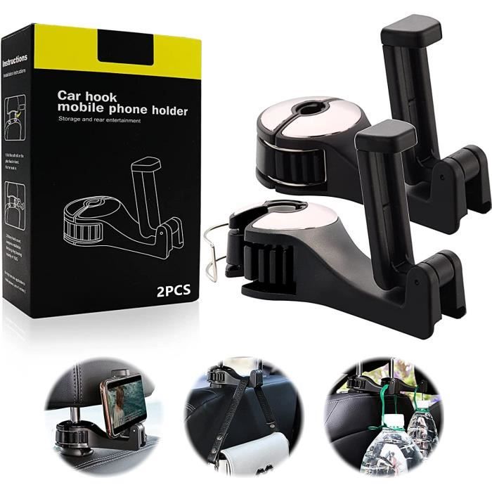 2 Supports Crochet Voiture Support D appui-tête Téléphone Téléphone/sac ...