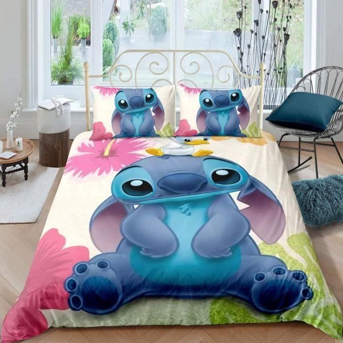 Parure de couette Microfibre Lilo et Stitch - Fantaisie - Bleu - Patron ...