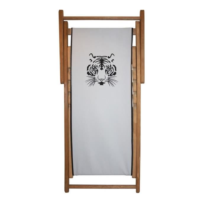 Transat enfant en bois et toile coton Gris - Cdiscount Jardin