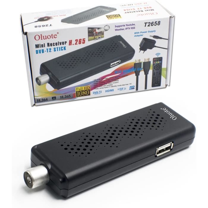 Decoder Numérique Terrestr, DVB-T2 Mini Récepteur infrarouge Tuner HDTV ...