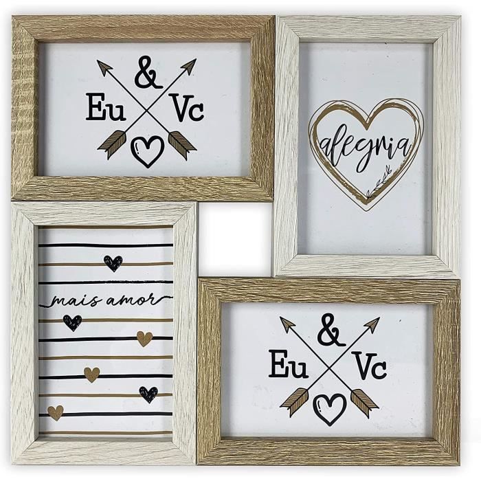 Cadre photo multiple en bois pour mur 4 photos 10 x 15 cm (rustique) 13 ...