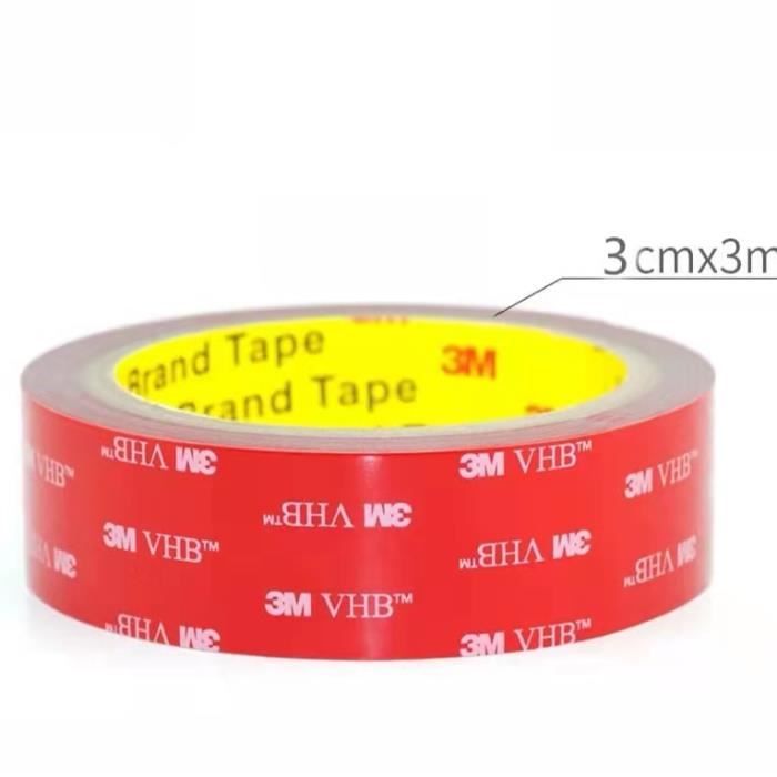 Ruban adhésif double face - 3M - 5608 VHB - 30mm x 3M - Mousse acrylique forte - Résistant aux ...