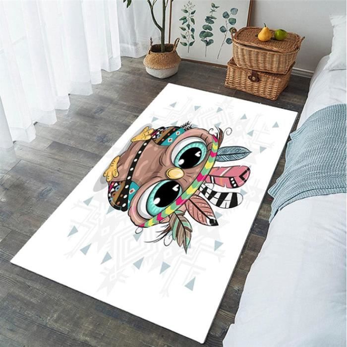Dessin Animé Animal Hibou Tapis Imprimé Salon Tapis Antidérapant Chevet ...