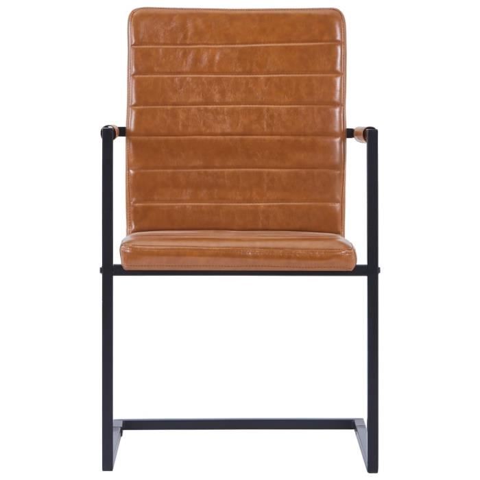 BEL Chaises cuisine salle à manger cantilever 2pcs 53x61x88,2cm Cognac ...