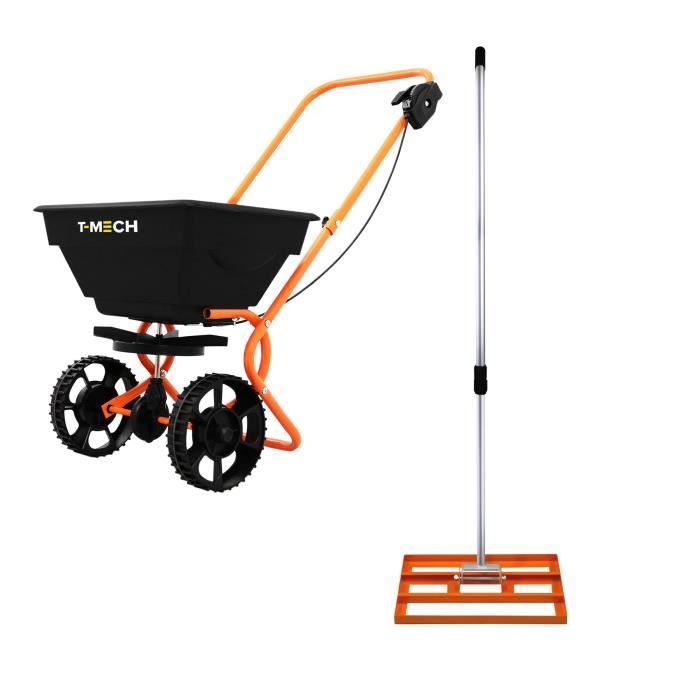 Épandeur Rotatif & Niveleur de Pelouse 50 cm (Orange) Râteau de ...