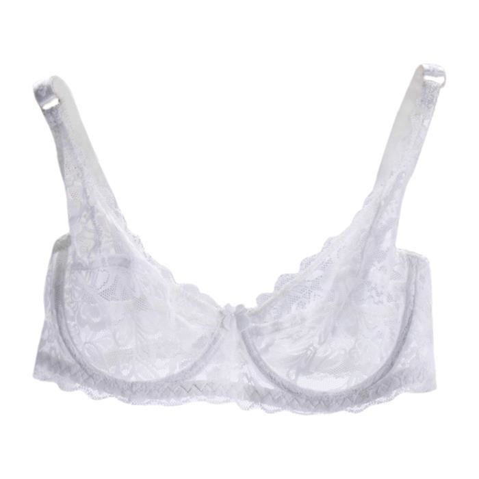 Soutien Gorge En Dentelle Florale à Col En V Pour Femmes N57756 Blanc