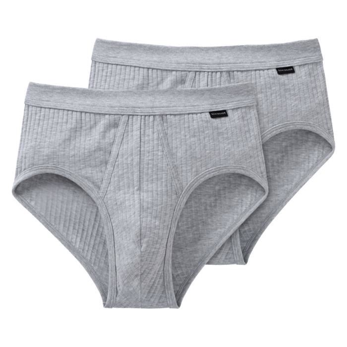 Slips Hommes Cotton Essentials Authentic - SCHIESSER - Lot de 2 - Gris ...