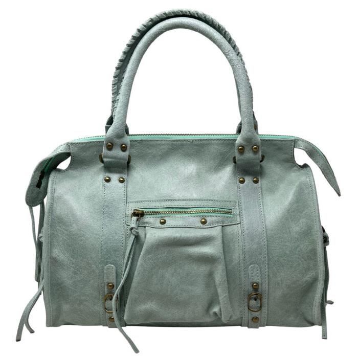 Sac à main en cuir italien effet brossé SANDSTORM Vert d'eau Vert ...