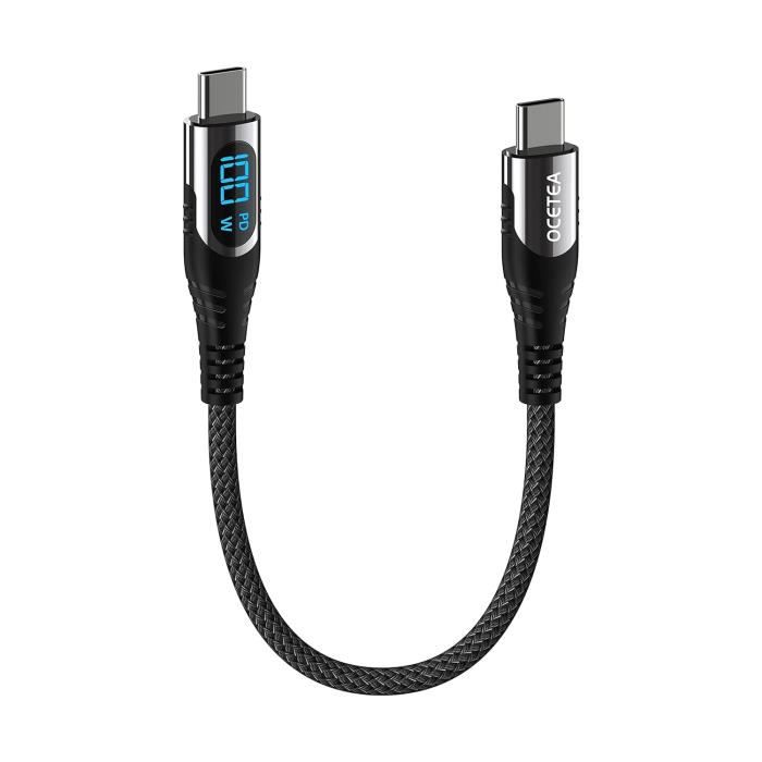 Câble Usb C Vers Usb C Court 100W, 30Cm Type C Cable Avec Led Affichage ...