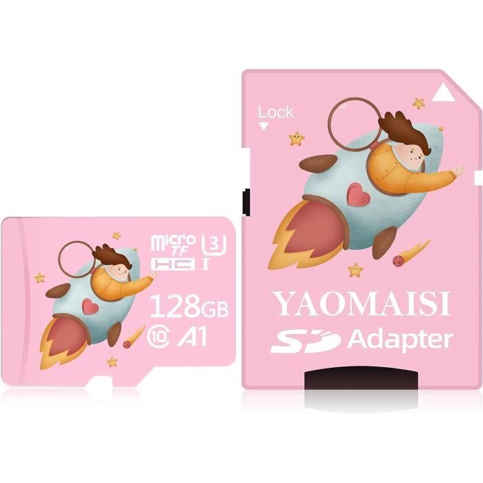 Carte Micro SD 128GB,Modèle personnalisé Carte mémoire Micro SD avec Adaptateur SD,U3,A1,4K UHD ...