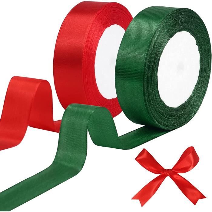 Tenn well Ruban Satin Rouge, 25 mm x 44 m Ruban Vert Large pour pour ...