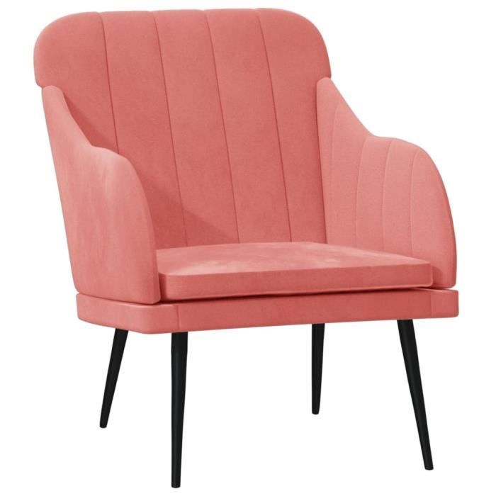 UNE Fauteuil Rose 63x76x80 cm Velours Excellent - Cdiscount Maison