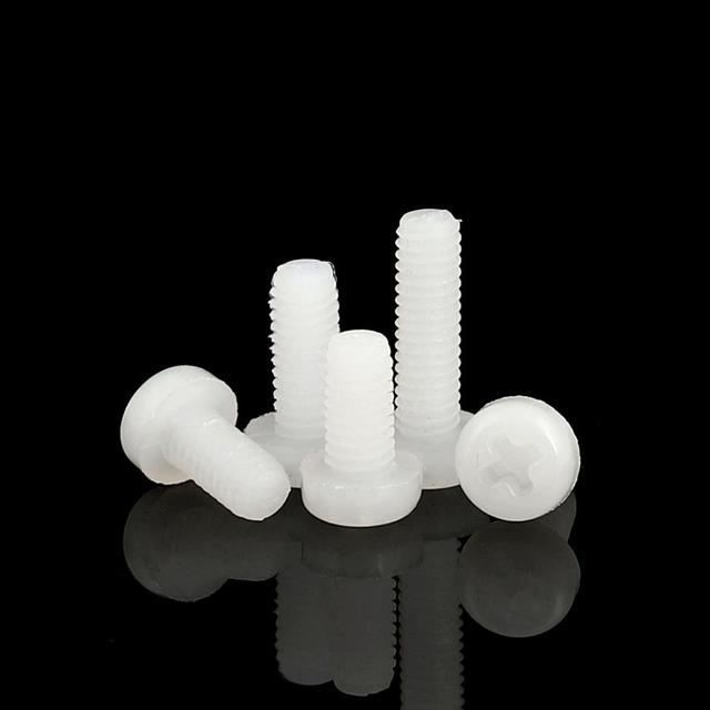 VIS,Nylon White-M6-20mm (20pcs)--Vis à tête ronde en Nylon, filetage métrique Phillips, croix en ...