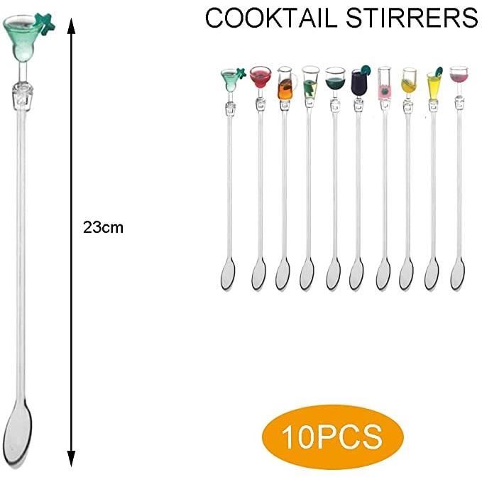 ROCK Agitateurs de boissons colorés, baguettes de cocktail de 23 cm(10 ...