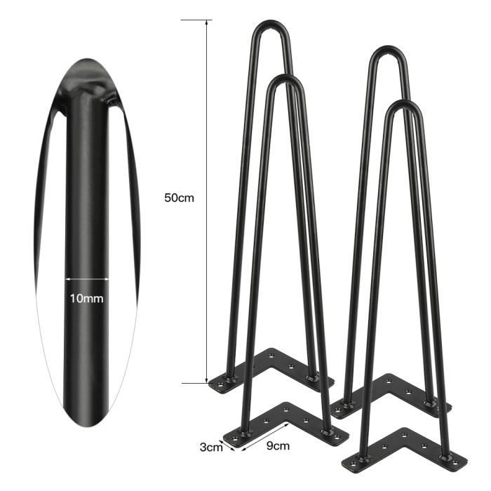Pied de Table - XUANYU - Support pour Café - Hauteur 50 cm - Métal Noir ...
