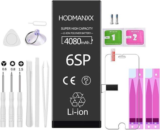 Batterie Haute Capacité Compatible pour iPhone 6S Plus 4080mAh avec Kits d'outil de Réparation ...