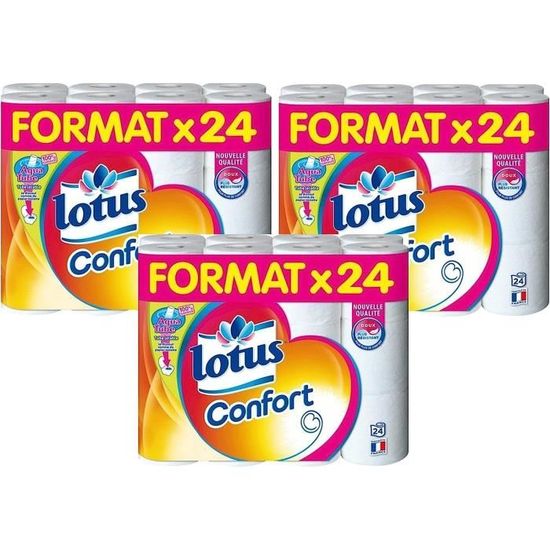 Lotus Confort Papier Toilette Blanc Rouleaux Hygiénique Doux Et ...