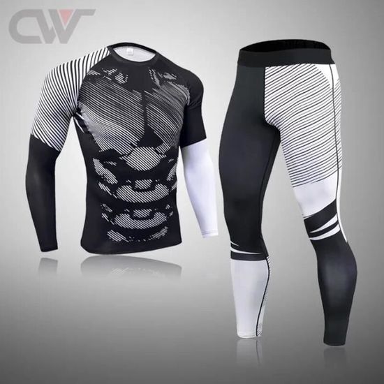 Ensemble de sous-vêtements thermiques pour homme,collants de compression,couche de base,chaud ...