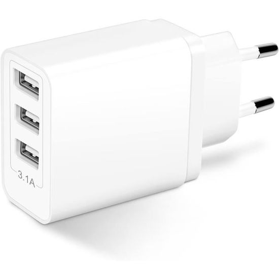 Embout Chargeur Usb Multiple, Prise Usb 15,5W À 3 Ports, Adaptateur ...