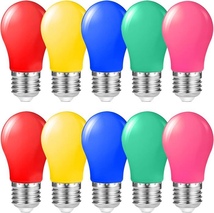 Lot de 10 E27 Ampoule LED 1W LED Colorful Bulb Lampe de Couleur 360 ...