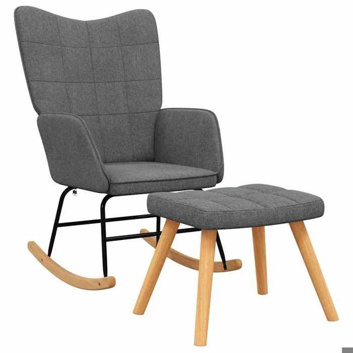 VNETE FLASH Rocking chair-Chaise à bascule - avec tabouret Gris foncé ...
