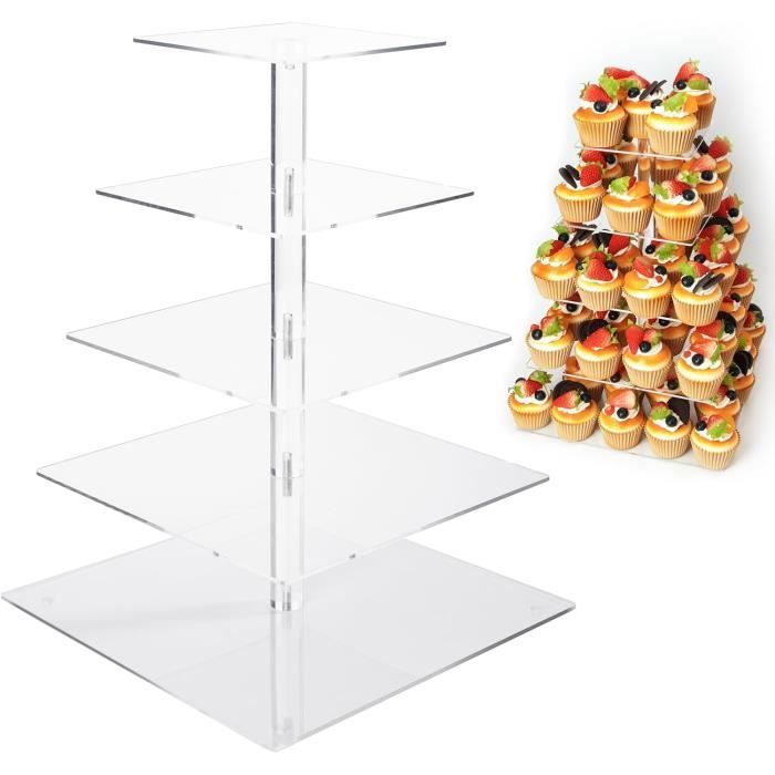 Grand Présentoir À Gâteaux Carré À 5 Étages En Acrylique Transparent ...