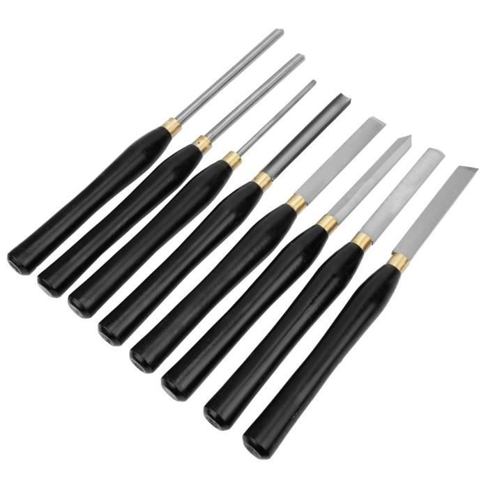 Jeu de ciseaux, ciseaux de tournage en bois à manche en hêtre, 8 pièces ergonomiques avec étui ...