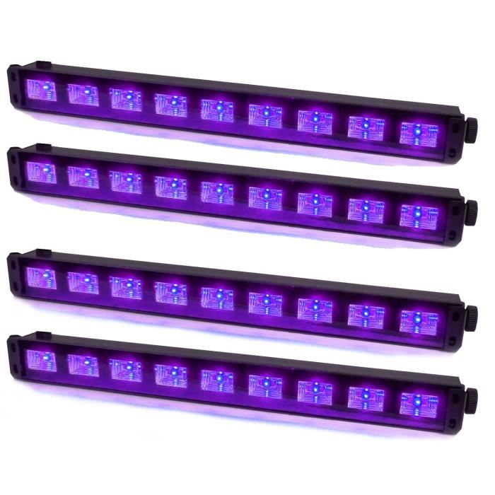 Pack 4 Barres à LED UV 9x1W se reflète sur tissus blanc - Cdiscount TV Son Photo