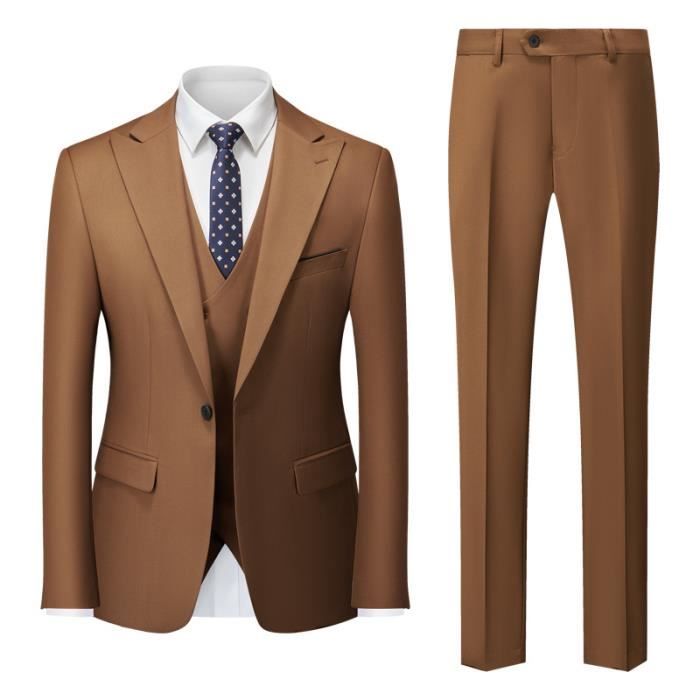 Costume Homme Mariage Slim Fit 3 Pièces Cérémonie Vetement Business ...