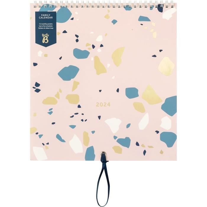 Calendrier Mensuel Familial Janvier À Décembre 2024 Terrazzo Calendrier ...