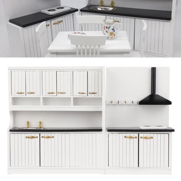 Zerodis Meubles jouet Armoire de maison de poupée en bois, 2 pièces mode Mini armoire réaliste ...