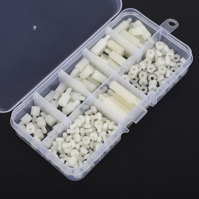 YOSOO écrou en nylon Bote de 180pcs Kit d'assortiment de combinaison outillage clou 180 pièces ...