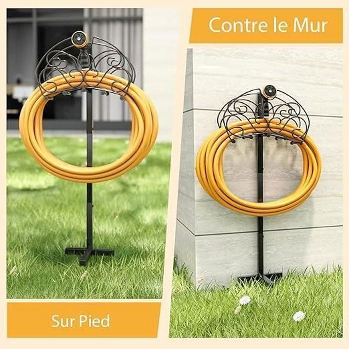 GOPLUS Support de Tuyau d'Arrosage, Support de Tuyau d'Eau Autoportant ...