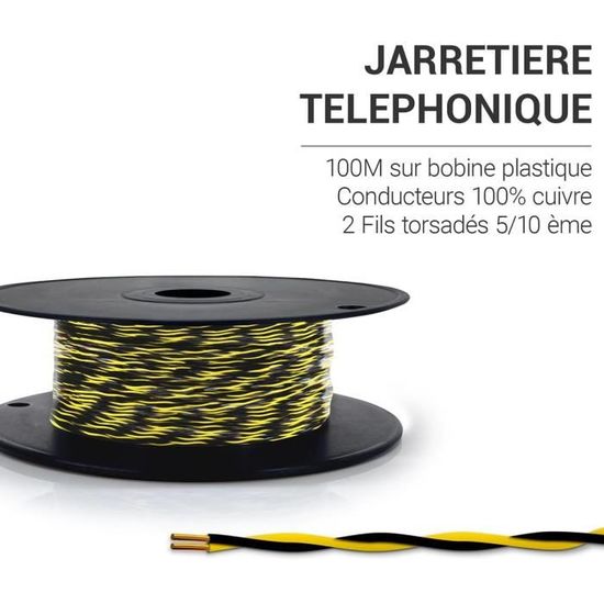 36505 Jarretière Téléphoniques 2 Fils 1 Paire Jaune-Noir 5-10Eme ...