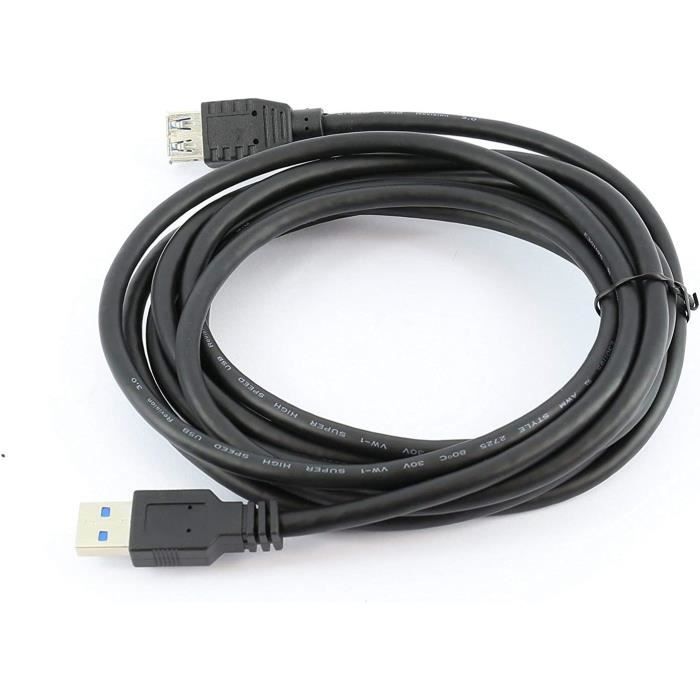 Rallonge USB 3.0 A femelle vers A mâle - Transfert de données ultra ...