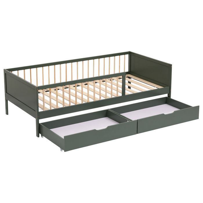 Lit pour enfant 190x90cm vert avec tiroirs ADAM - Cdiscount Maison