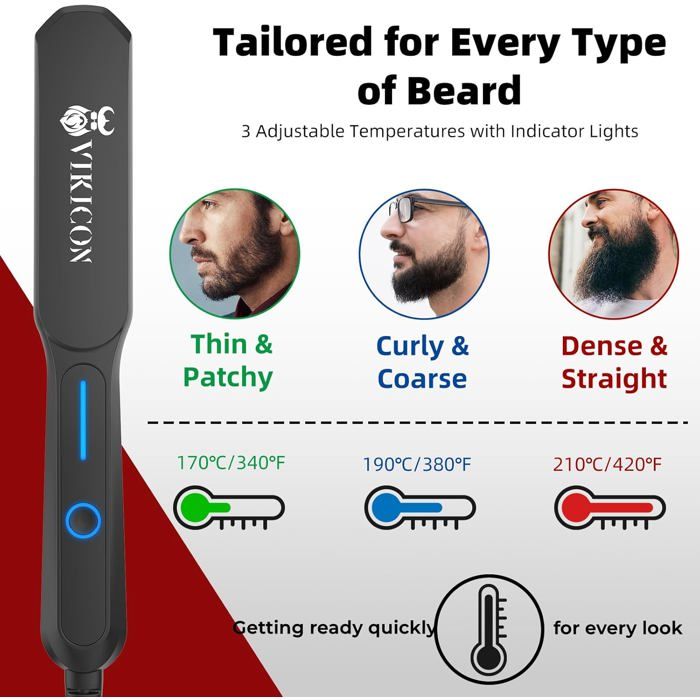 Lisseur barbe homme KAL Mini lisseur à ions négatifs,3 températures ...